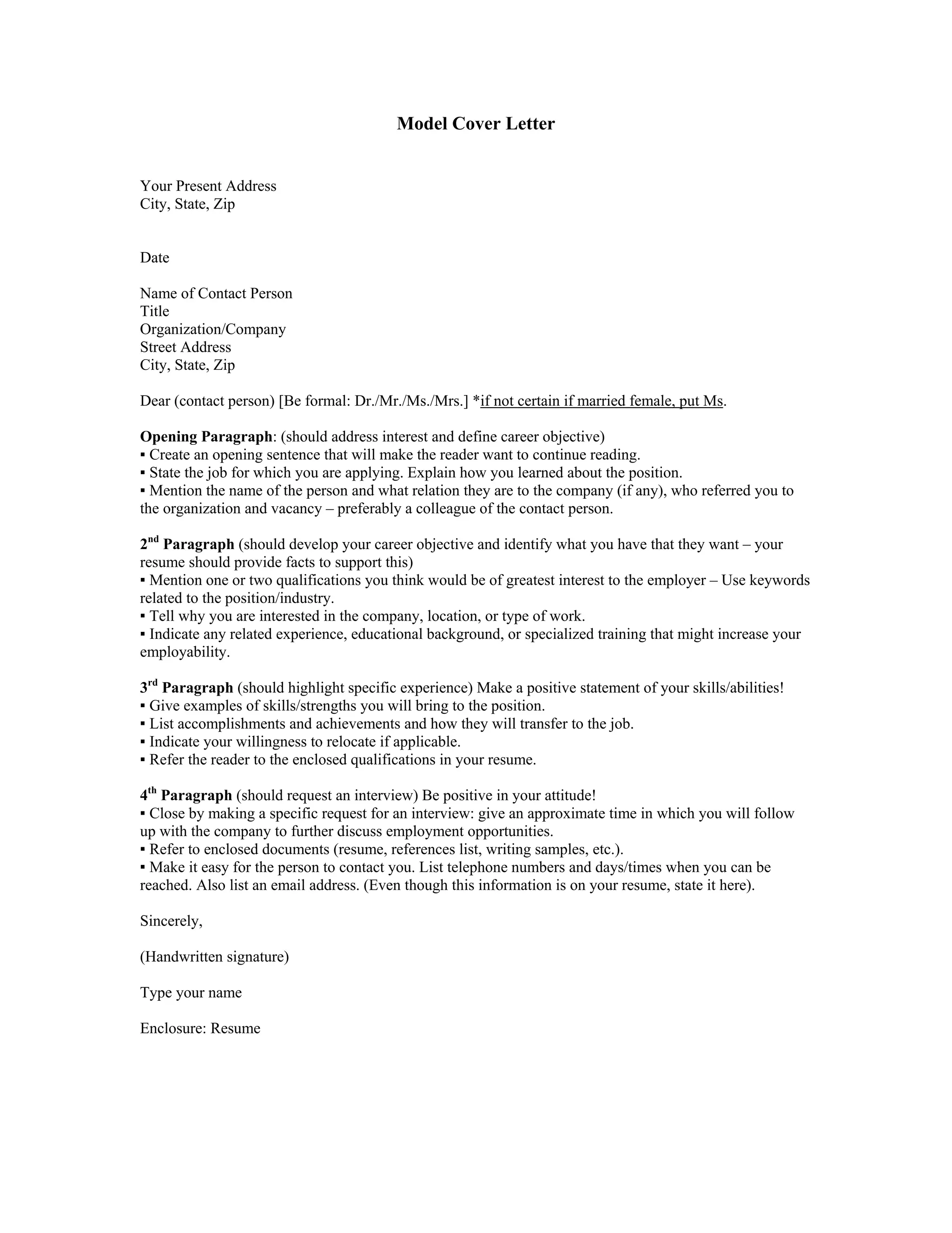 Writing a Cover Letter | PDF