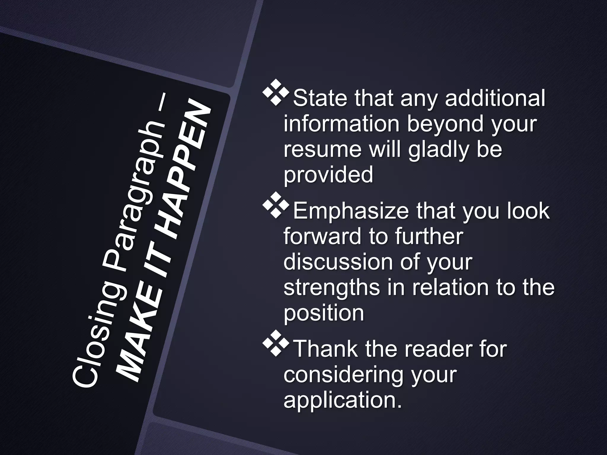 Cover letter | PPTX | Resume Writing and Advice | Job Search