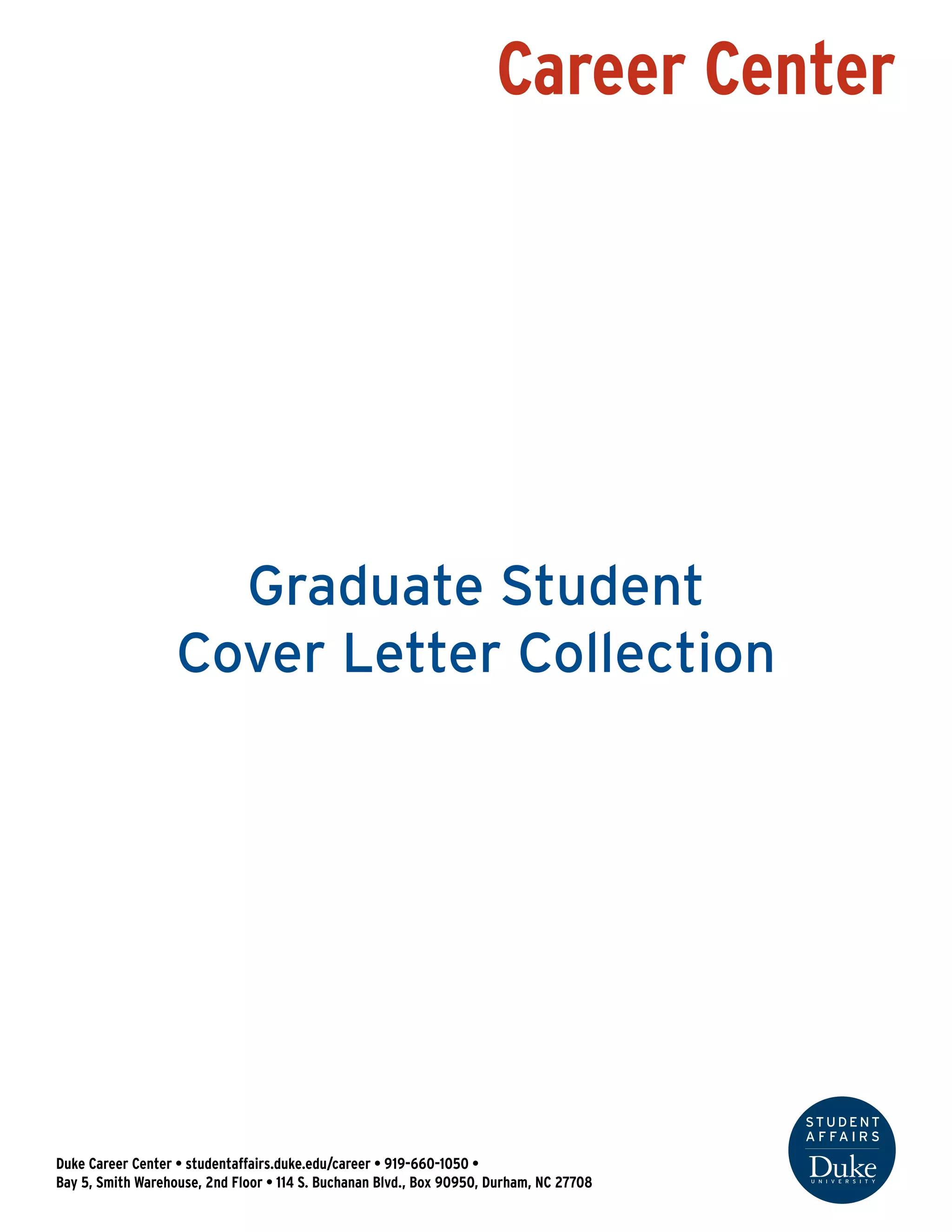 Graduate Student Cover Letter Collection | PDF