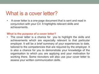 Cover letter & CV writing | PPTX
