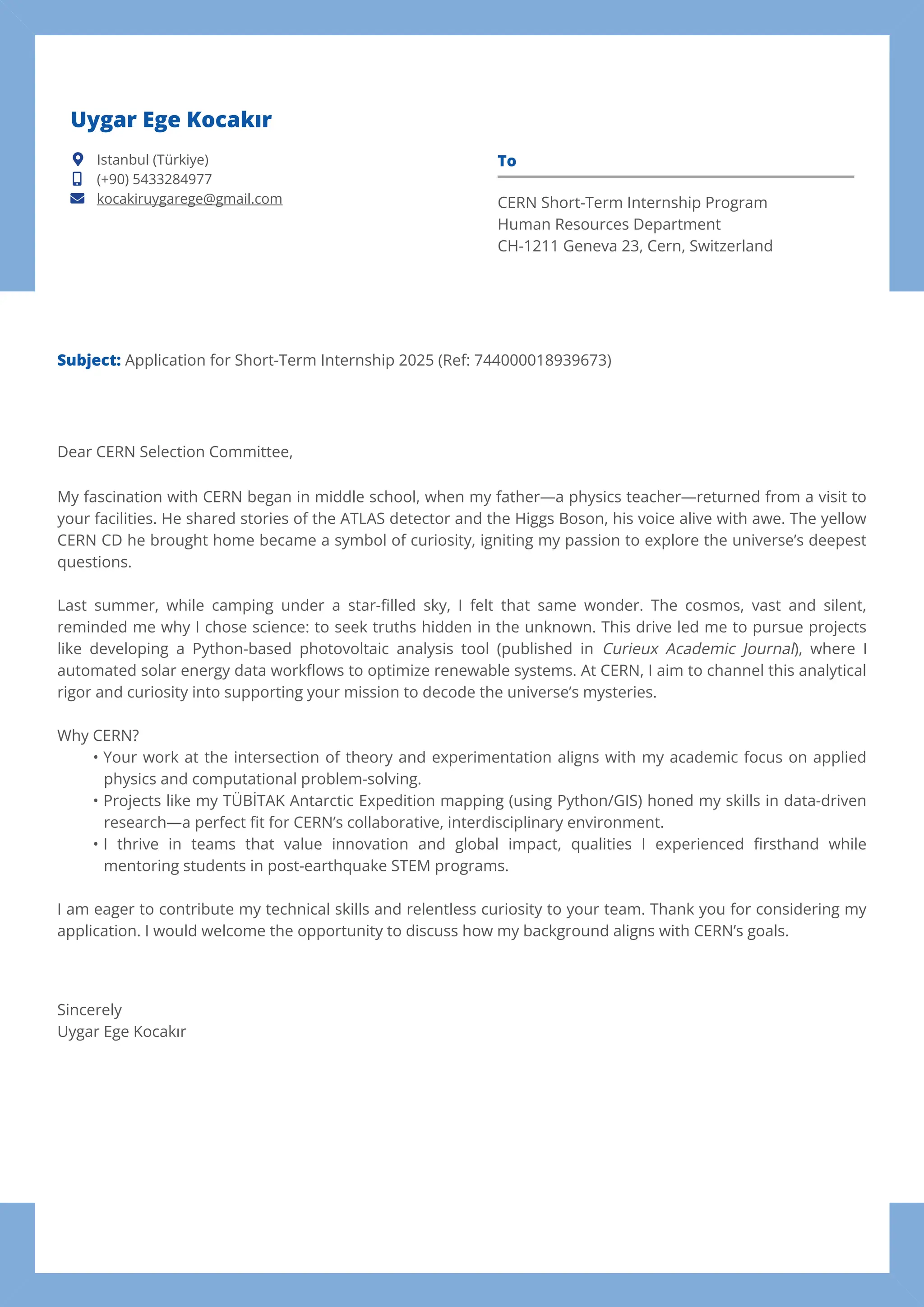 Cover Letter for CERN, Uygar Ege Kocakir.pdf