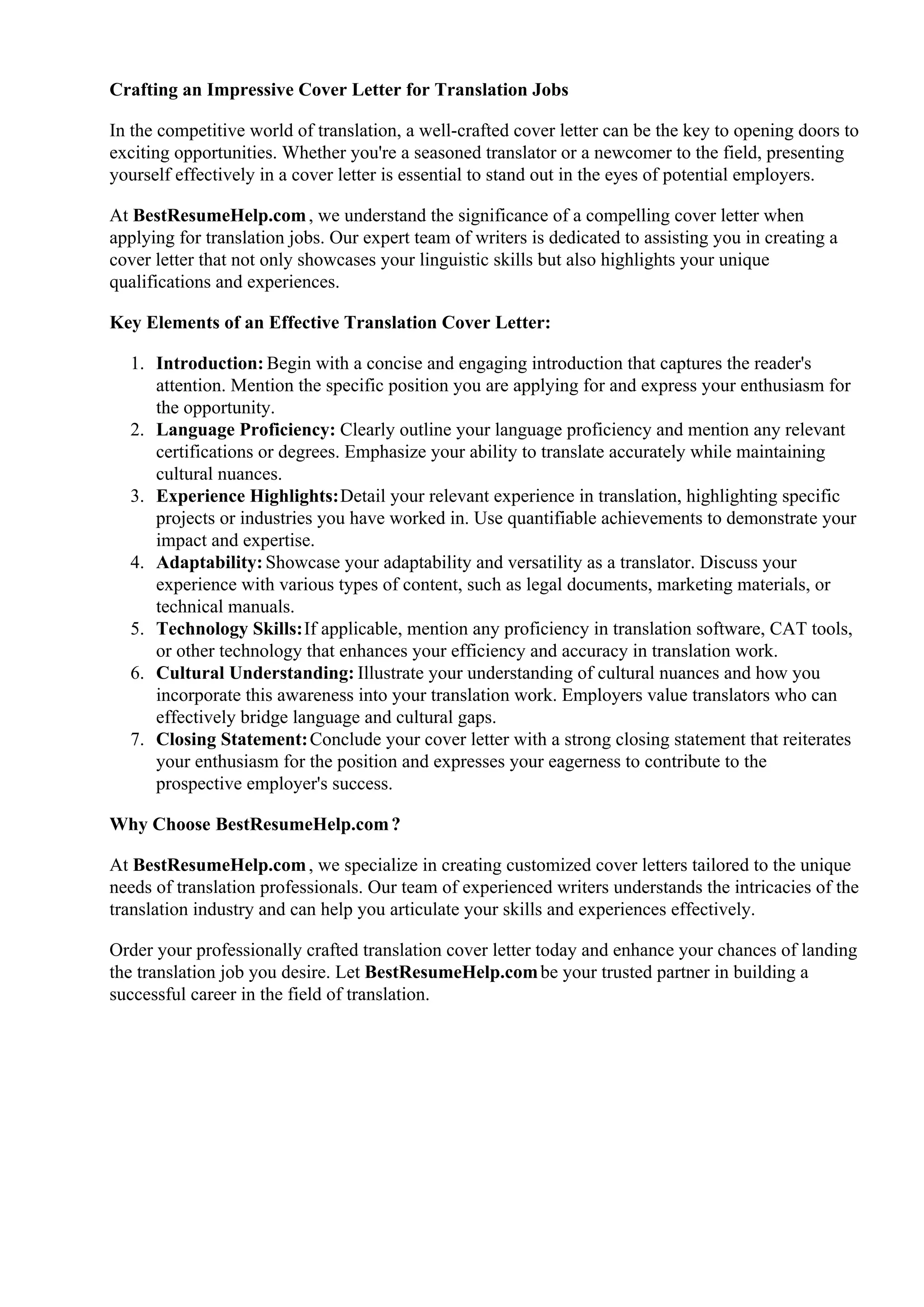 Cover Letter For Translation Work. Showcase your a | PDF | Resume ...