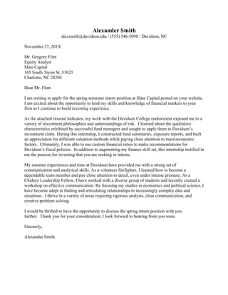 Davidson College Cover Letter Guide | PDF