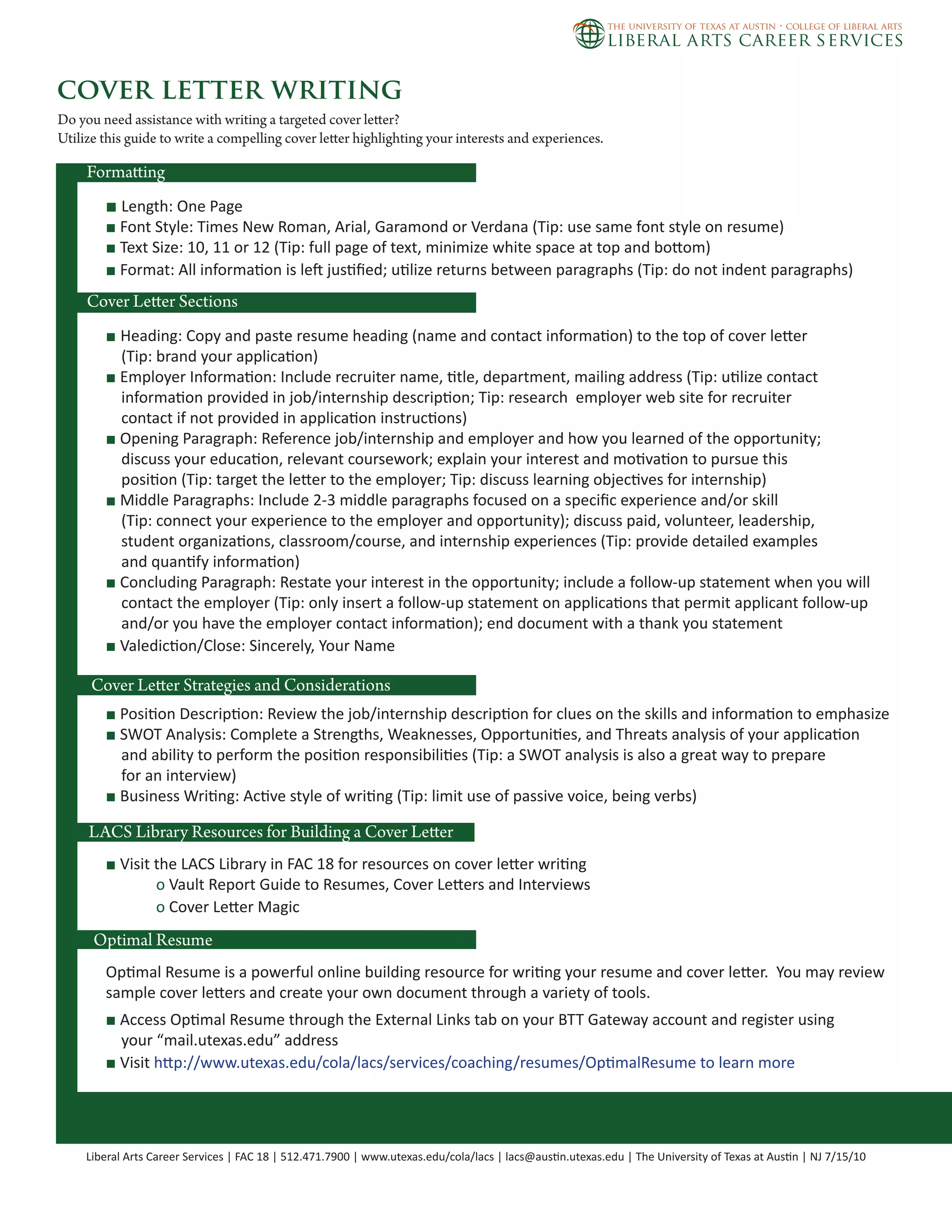 Cover letter handout | PDF