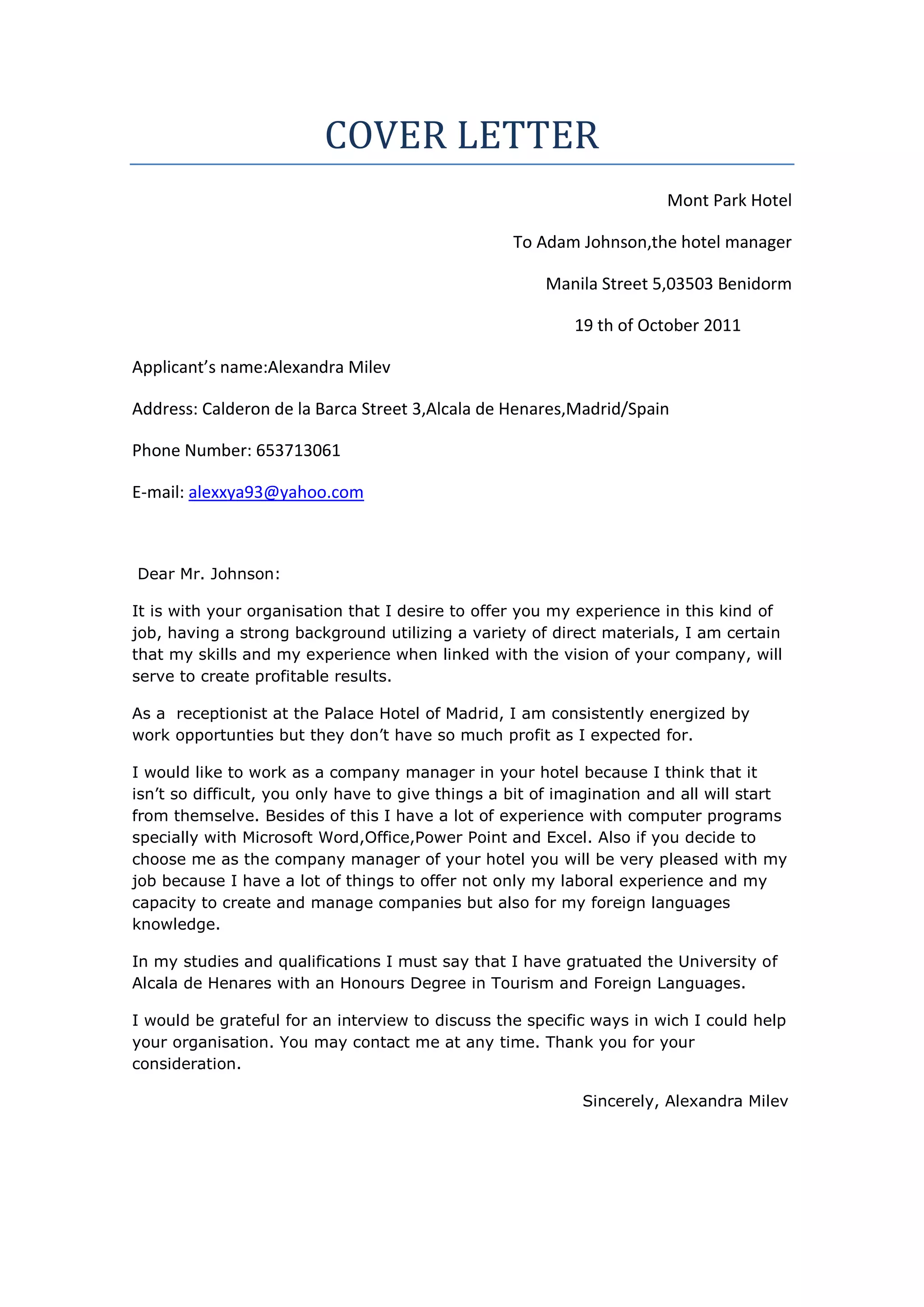 Cover letter ingles | DOCX