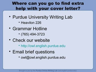 Cover Letters (Purdue) | PPT