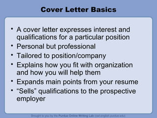 Cover Letters (Purdue) | PPT