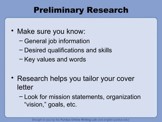 Cover Letters (Purdue) | PPT