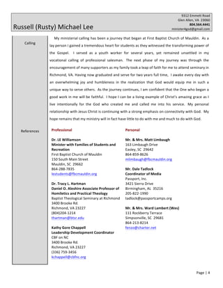 Cover letter & resume from rusty lee | PDF