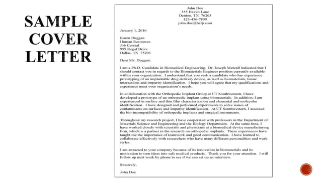 Cover letter essentials , Business communication | PPT