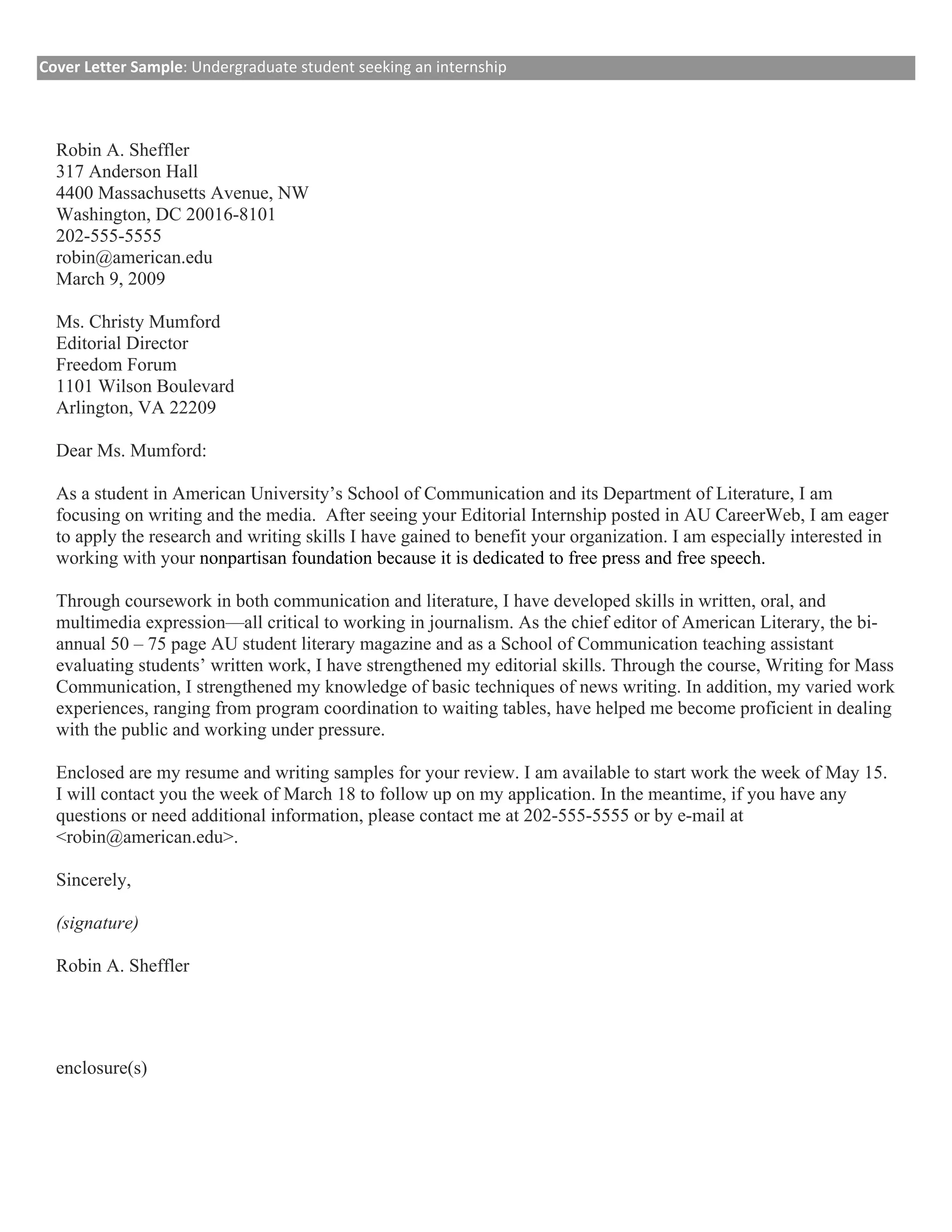 Cover letter samples | PDF