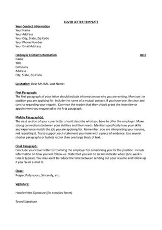 Cover letter template | DOC