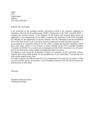 Cover letter template | DOCX
