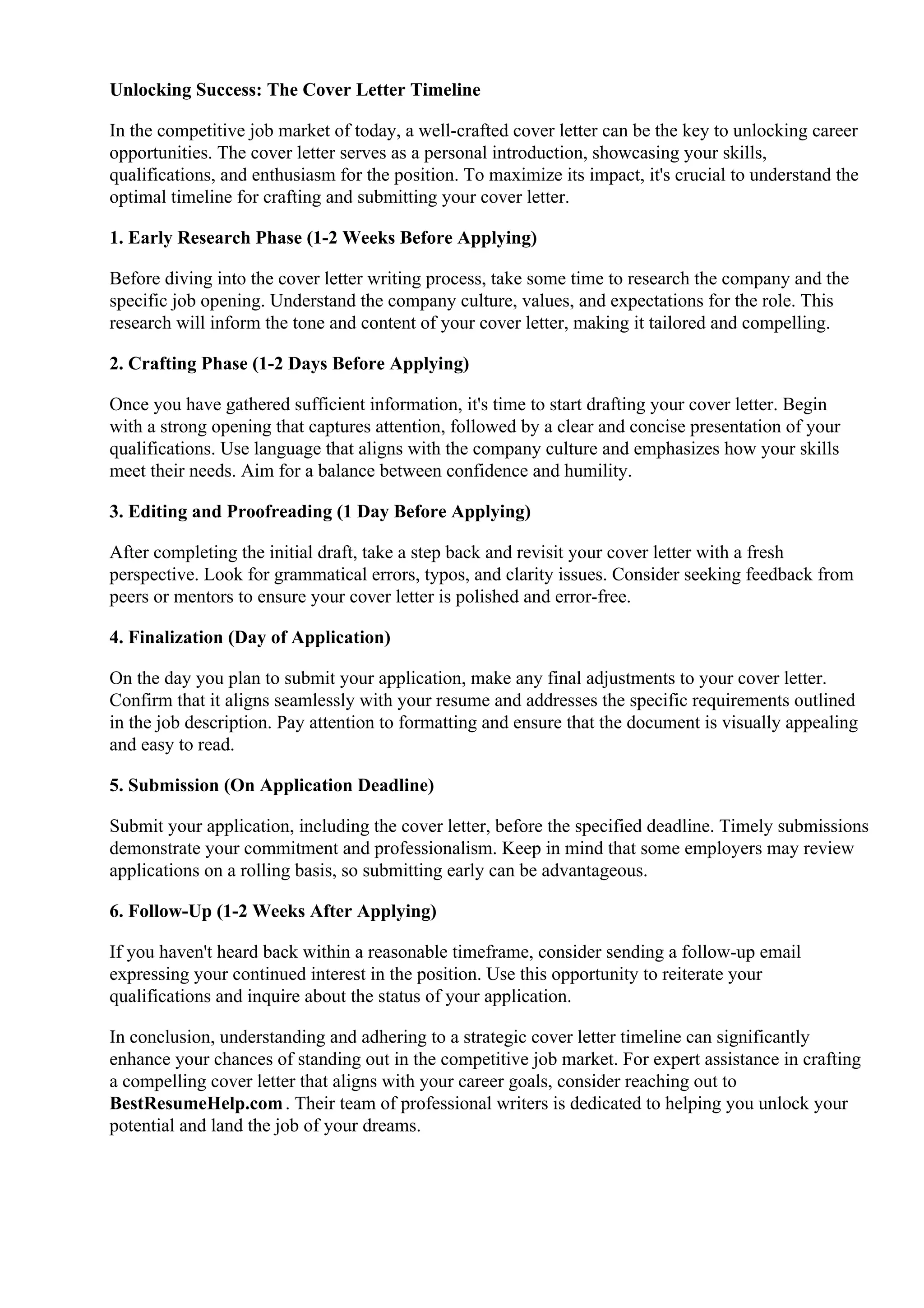 Cover Letter Timeline | PDF