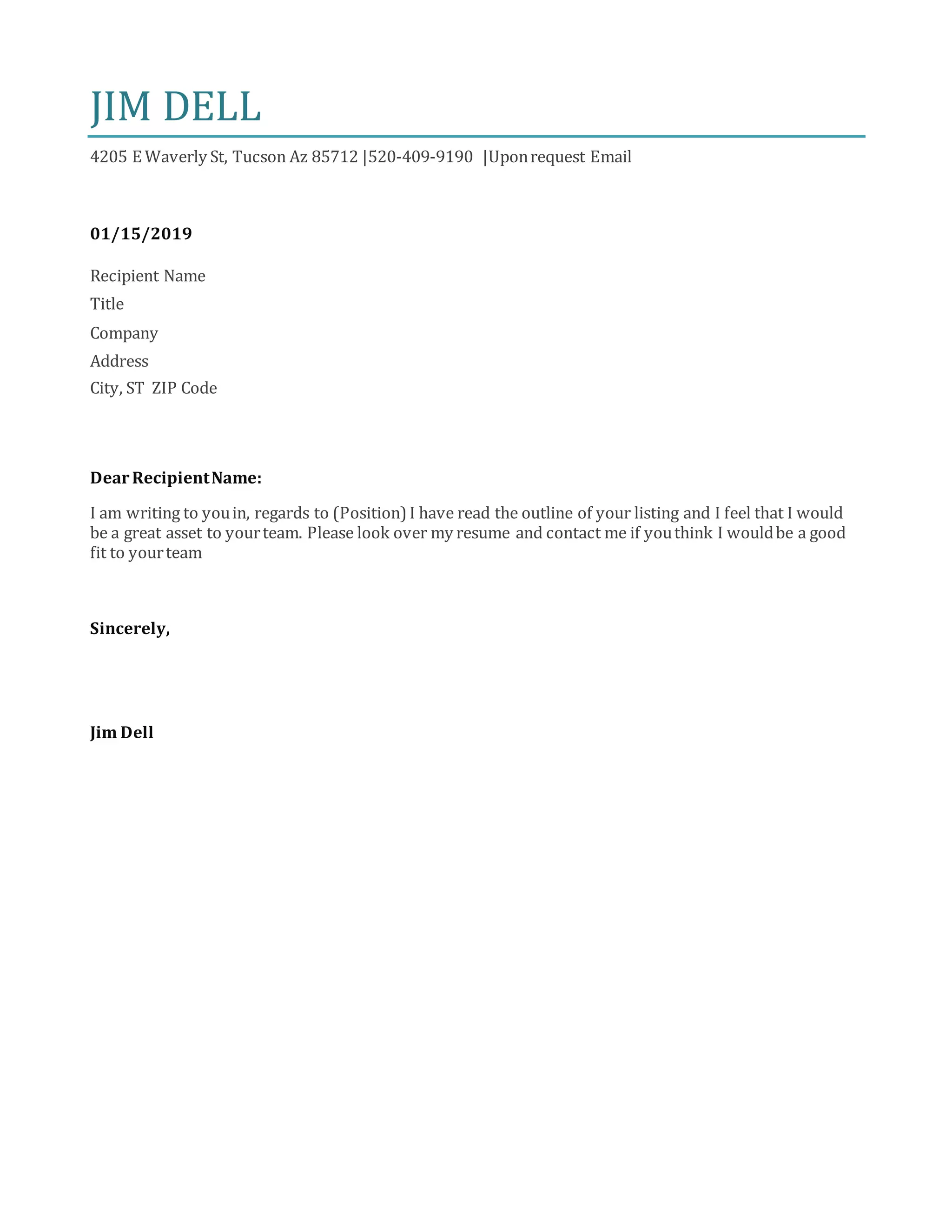 Cover Letter 1 | DOCX