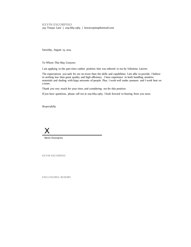 Cover letter with enclosures | DOCX