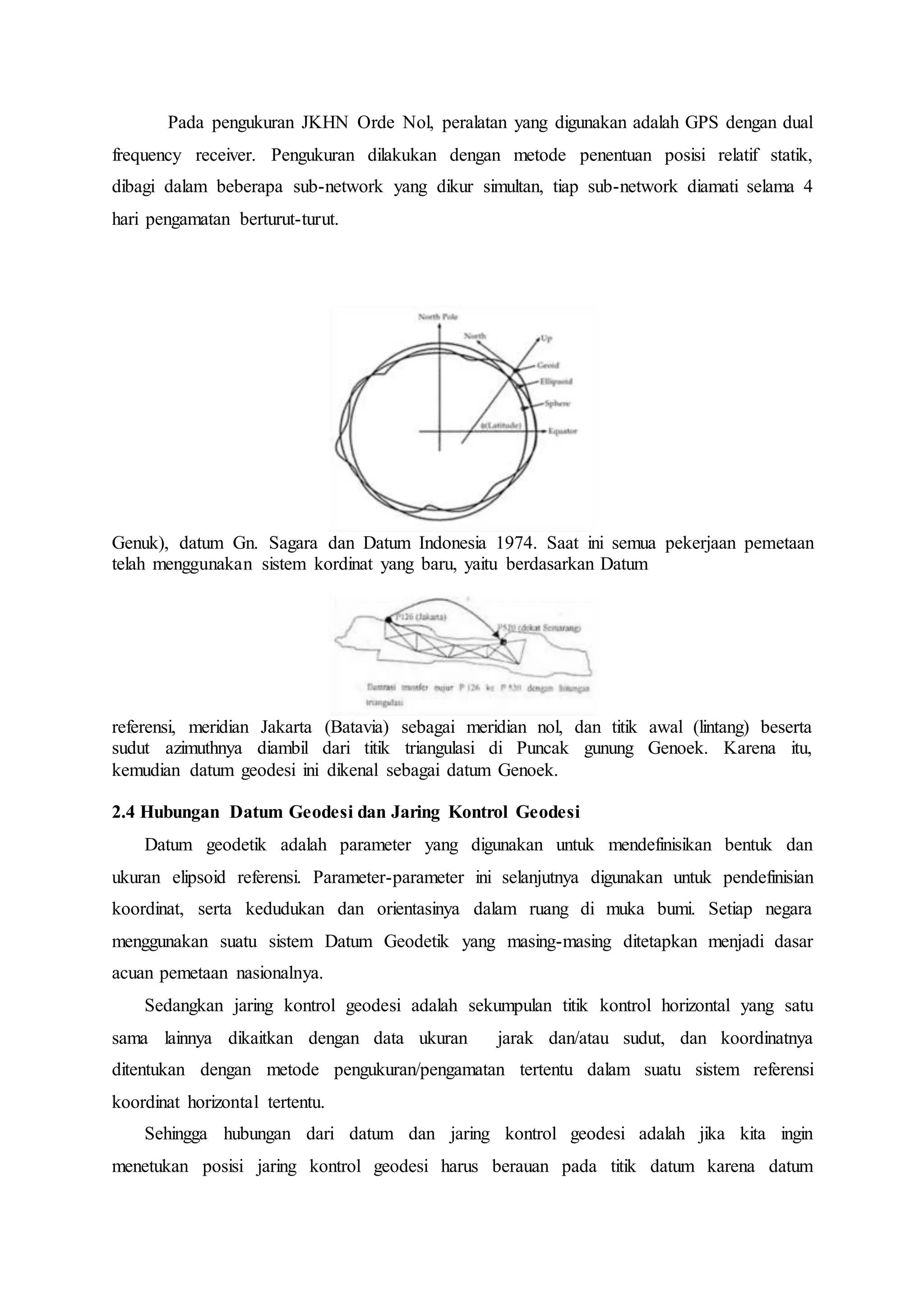 Makalah Geodesi Geometri II terkait Jaring Kontrol dan datum Geodesi | DOCX