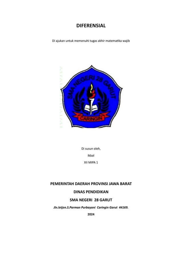 Contoh cover makalah untuk pengajuan tugas | DOCX