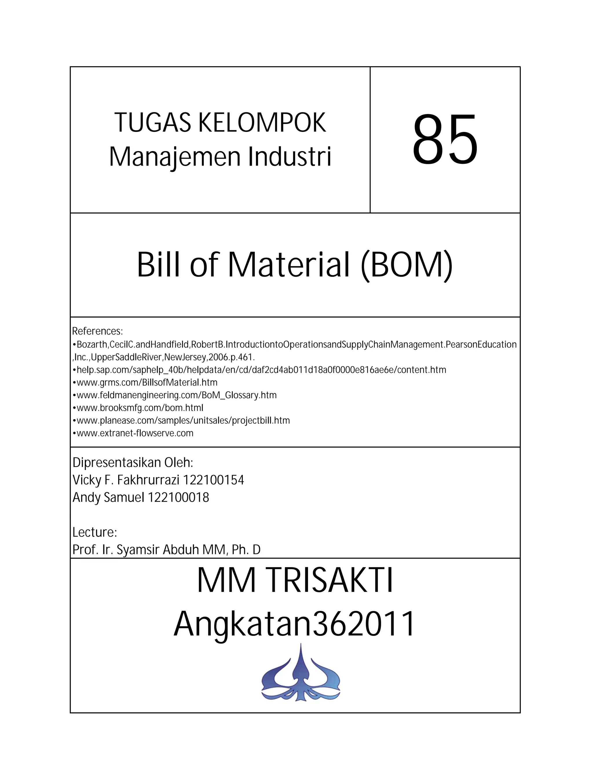 Cover nilai tugas kelompok manajemen industri | PDF