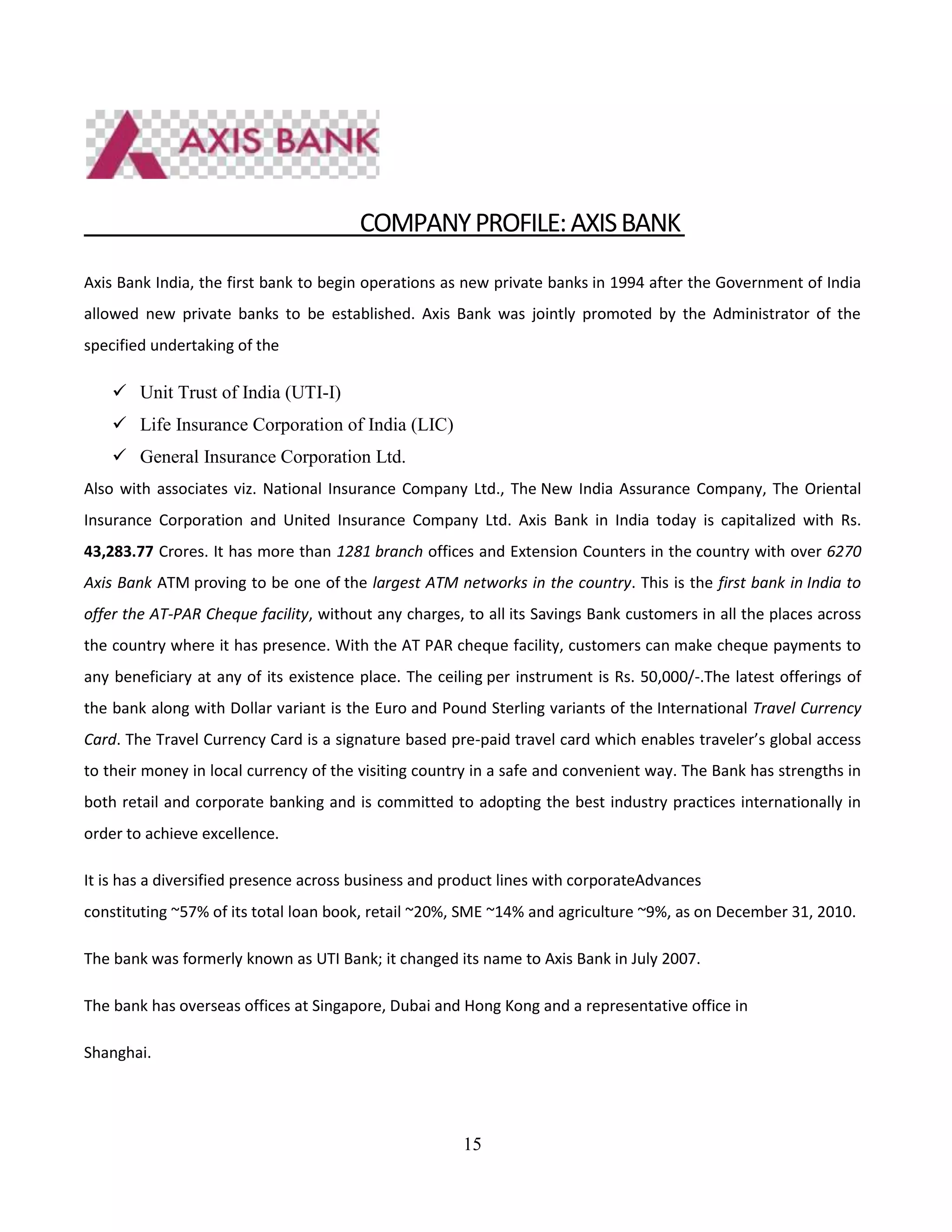 Comparative Analysis of Axis Bank with other Banks | DOCX