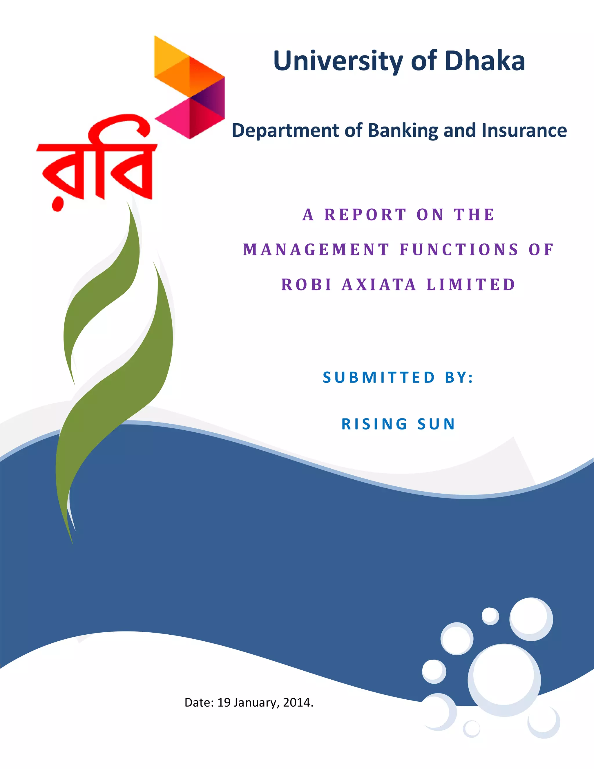 Cover page (The management functions of Robi Axiata ltd. ) | PDF