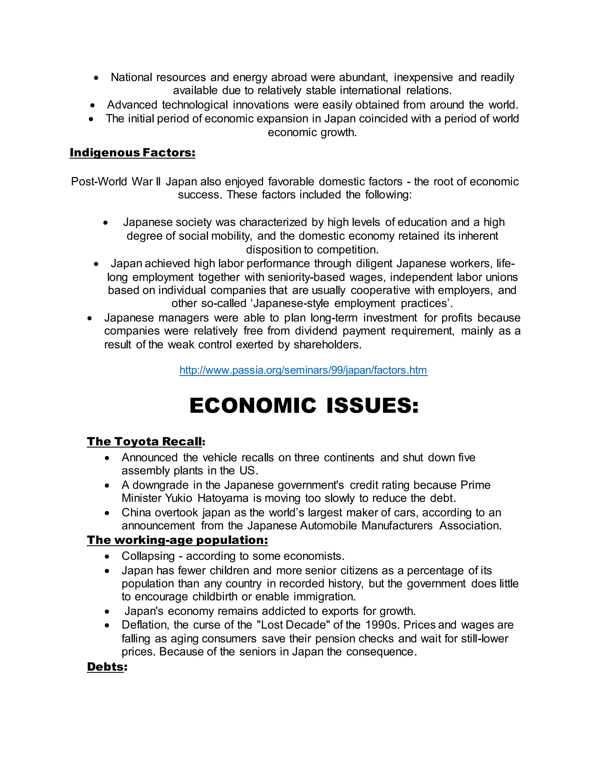 Economical and political factors of Japan | DOCX