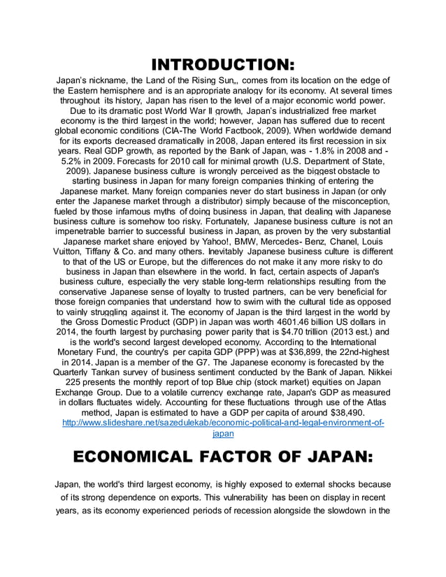 Economical and political factors of Japan | DOCX