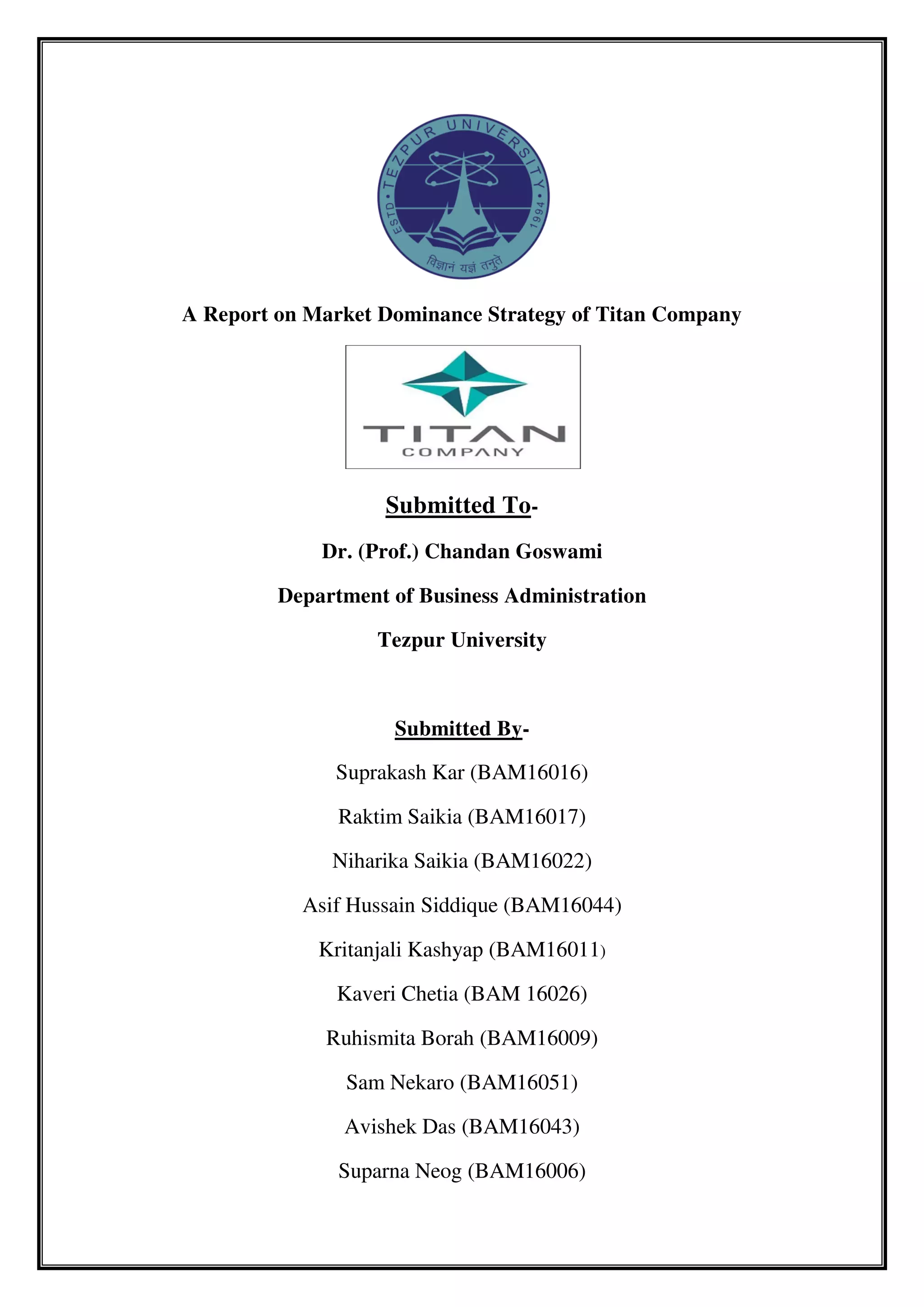 Market Dominance Strategies by Titan | PDF