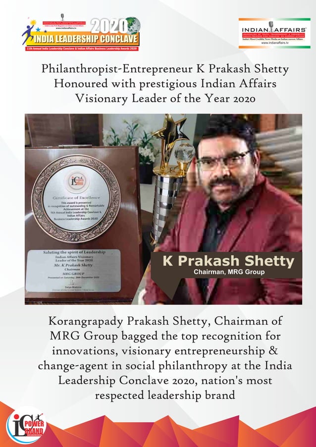 Philanthropist-Entrepreneur K Prakash Shetty Honoured with prestigious ...