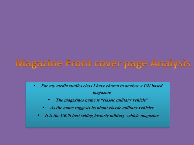 Magazine Cover Page Analysis | PPT