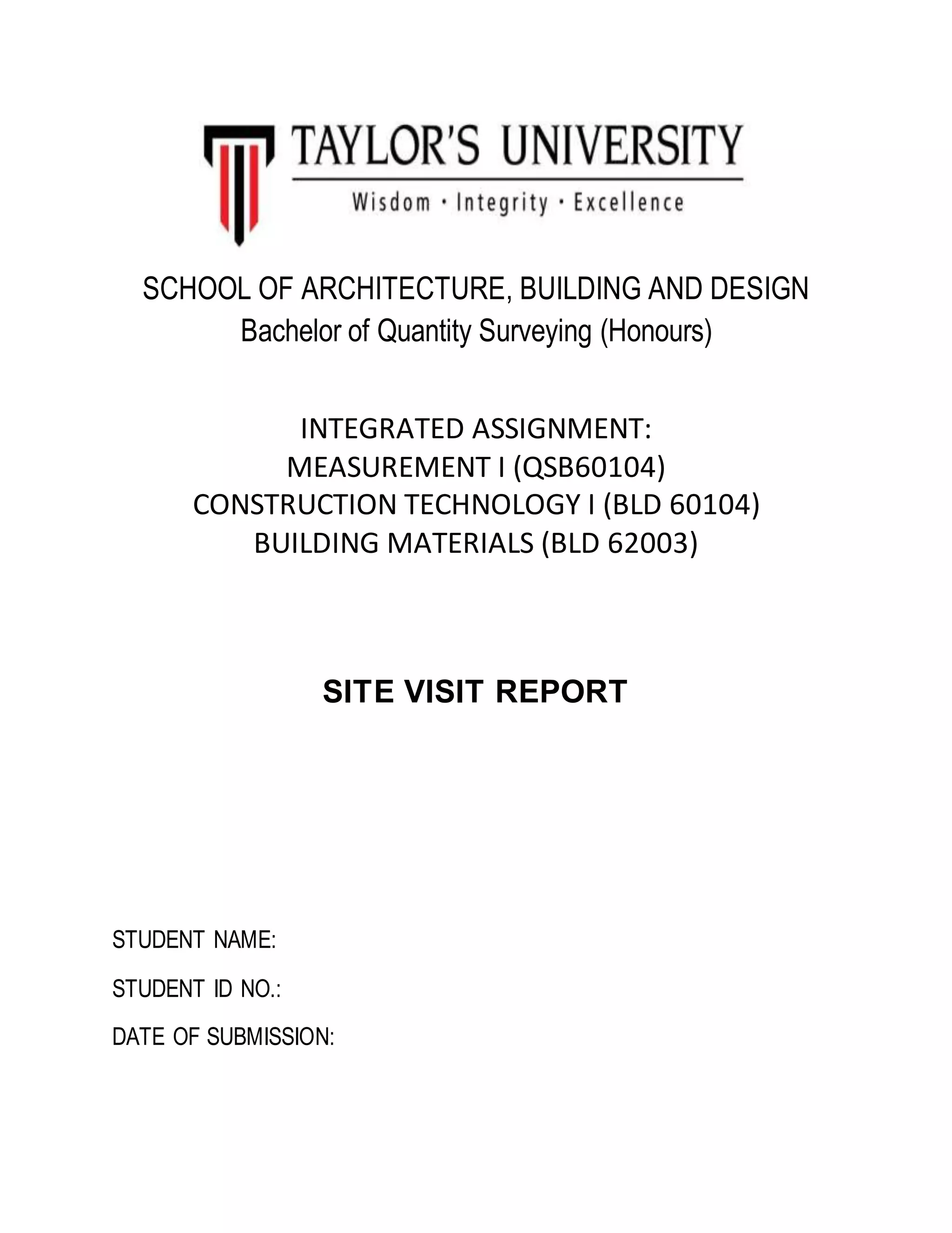 Cover page for site visit report | DOCX