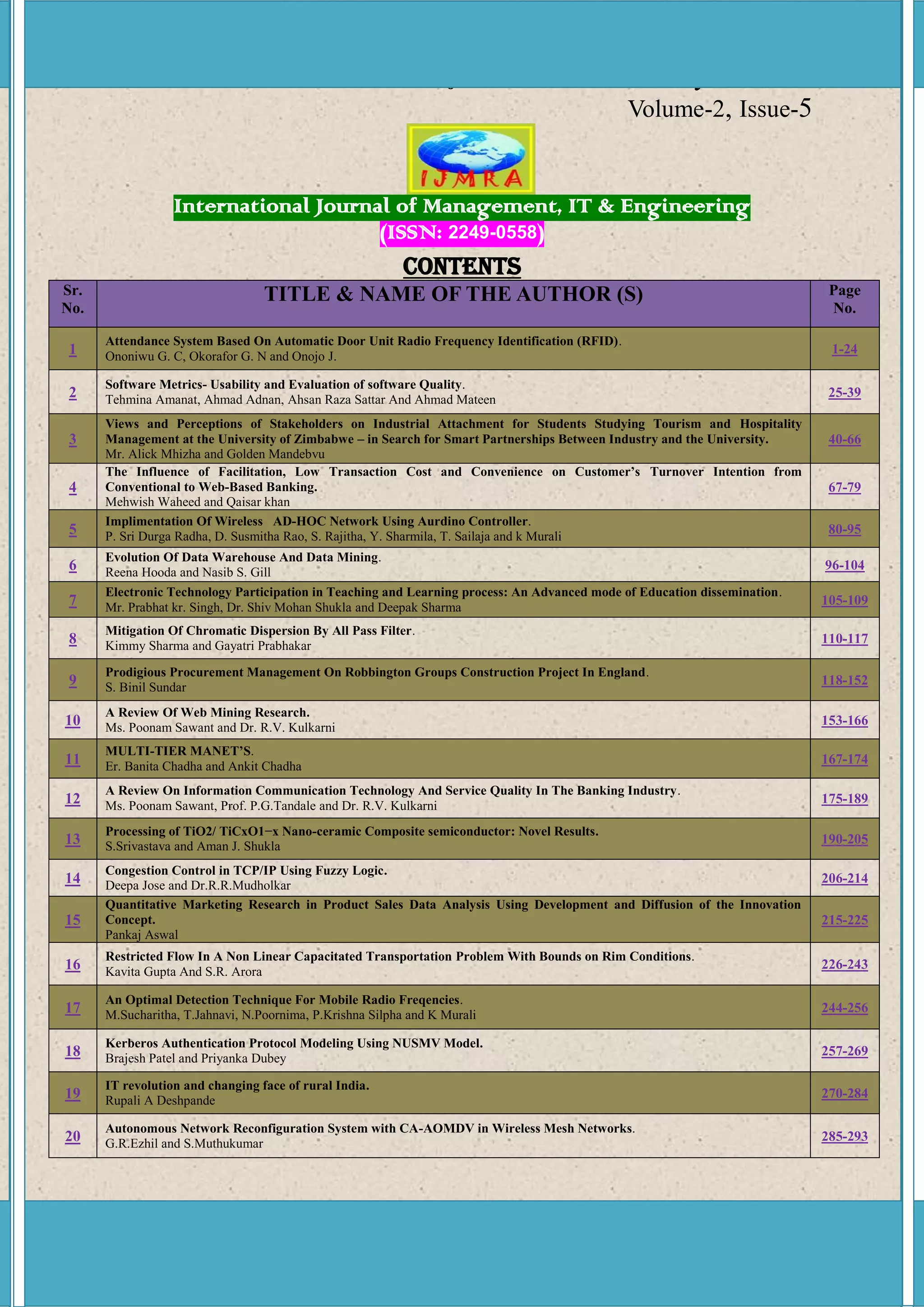 Cover page ijmie_may_2012 | PDF