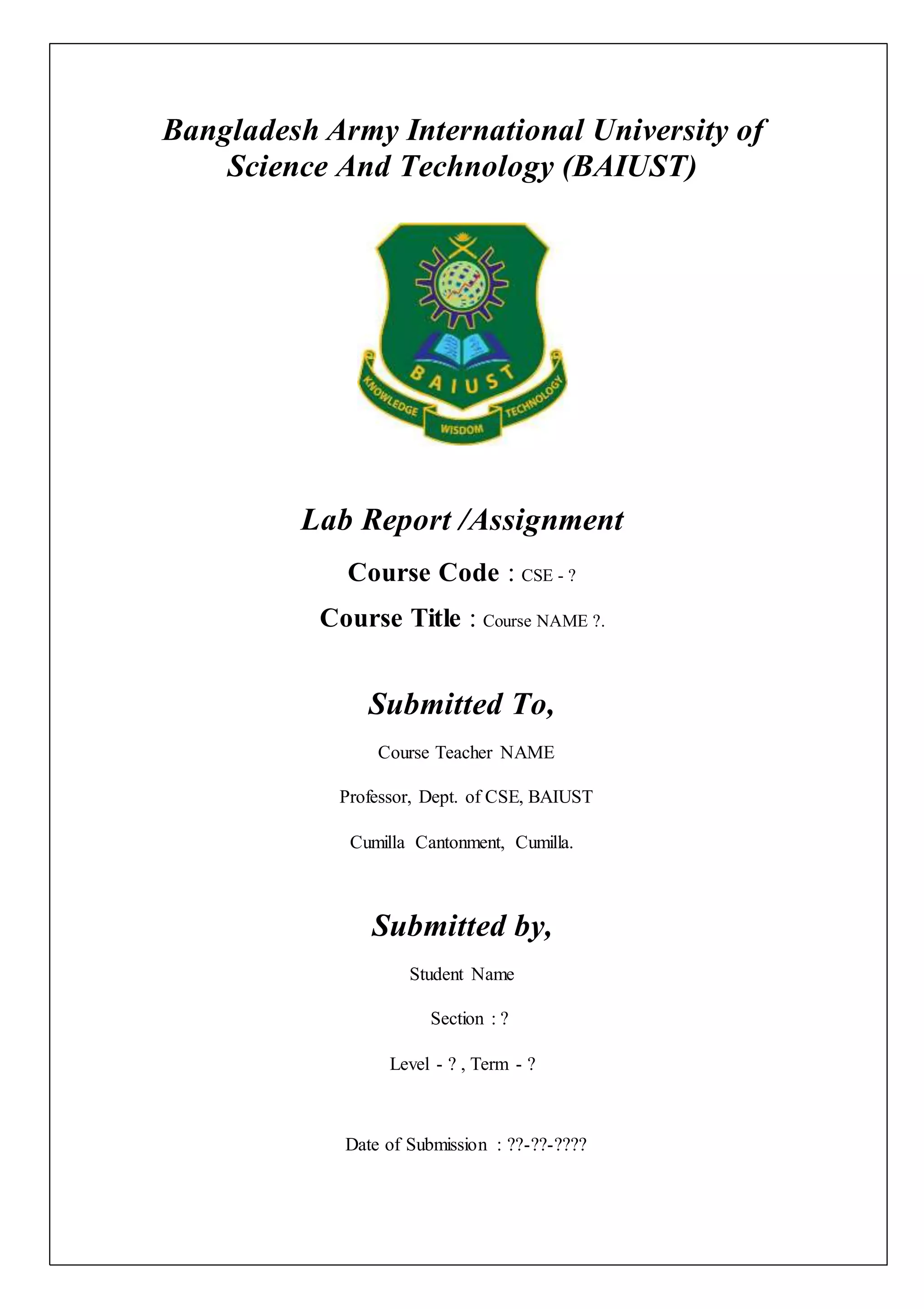 Cover page sample | DOC