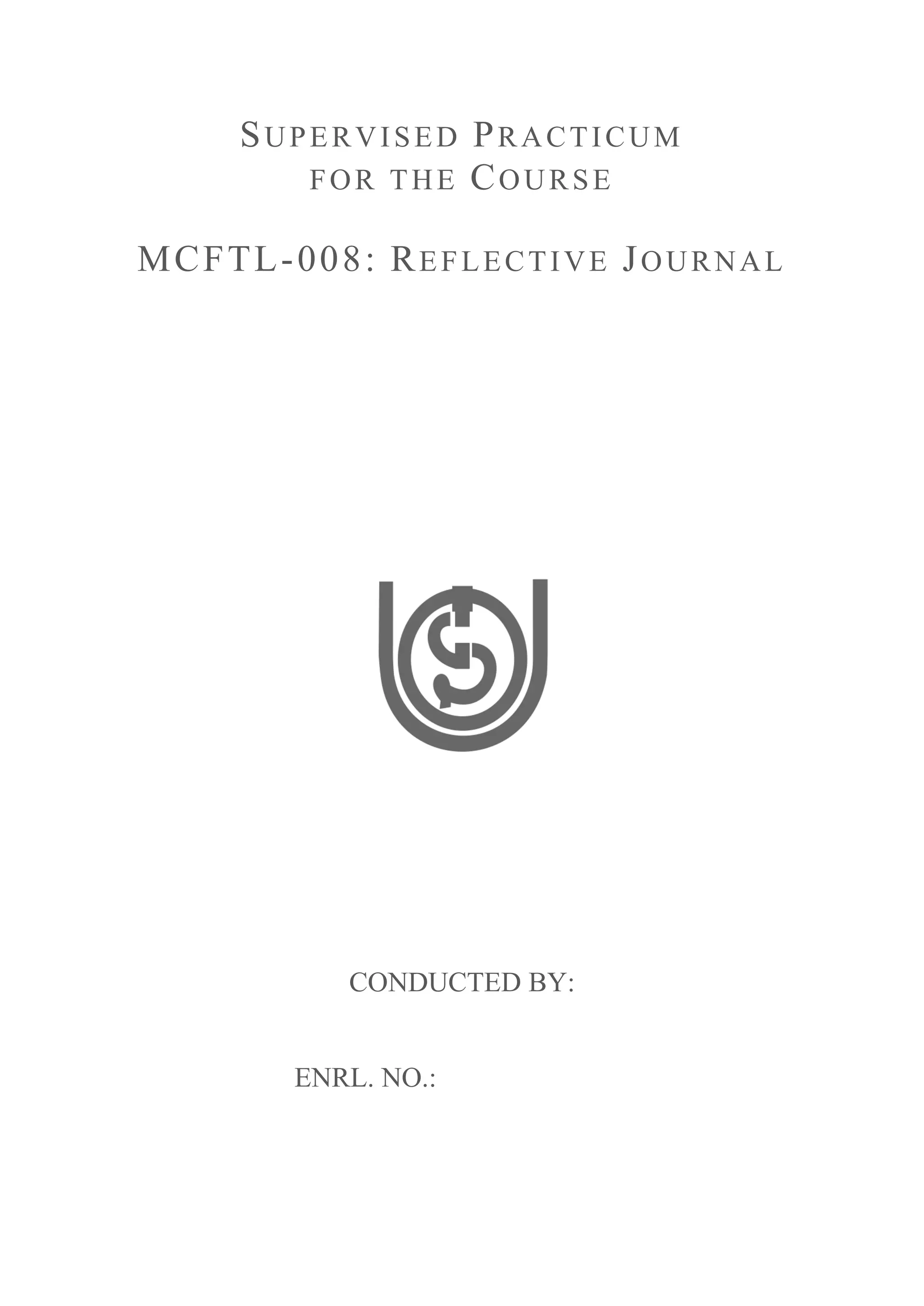 Cover Pages for IGNOU MSCCFT First Year and PGDCFT Practicum and Reflective Journal | PDF