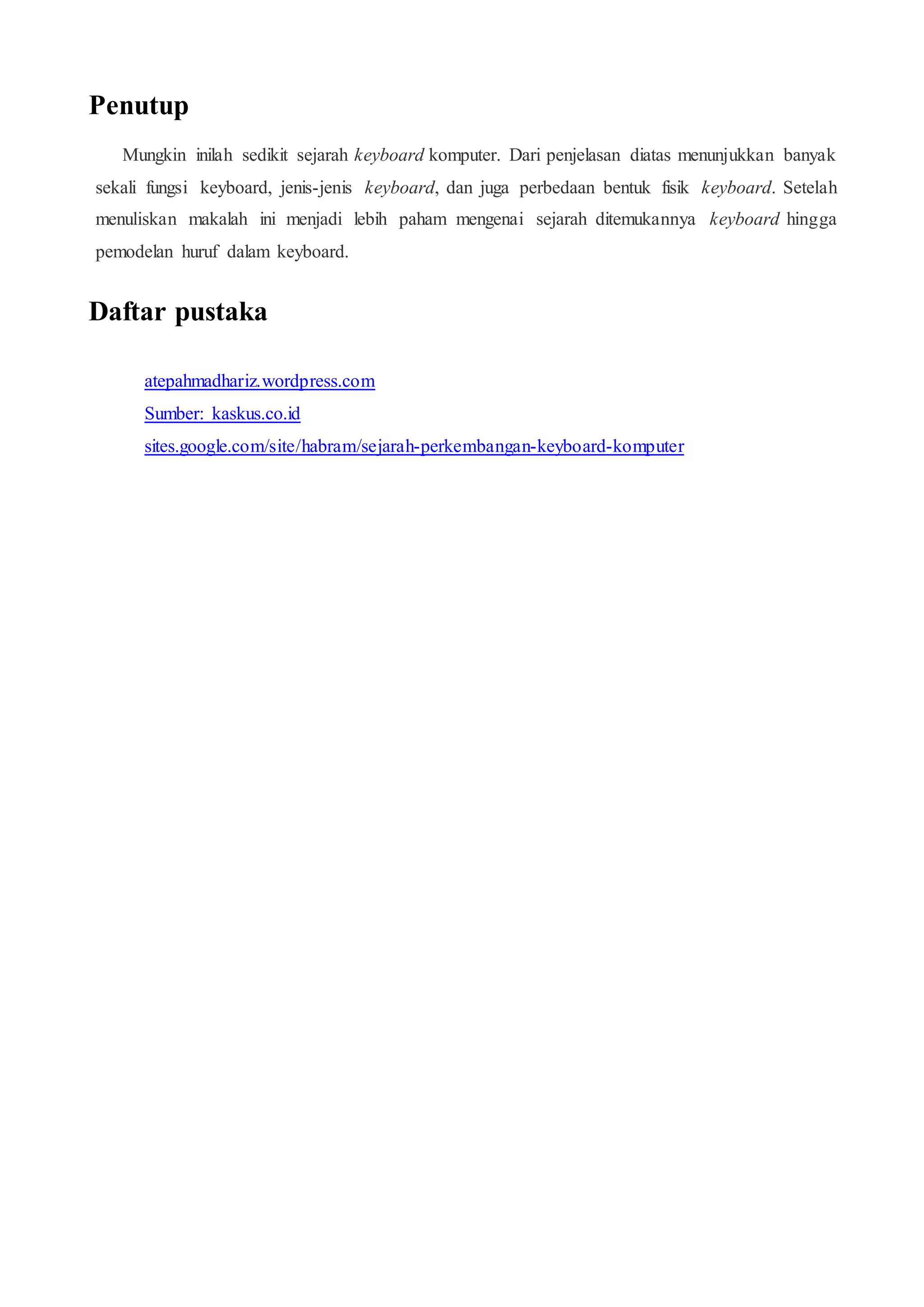 Makalah sejarah perkembangan keyboard | DOCX