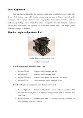 Makalah sejarah perkembangan keyboard | DOCX
