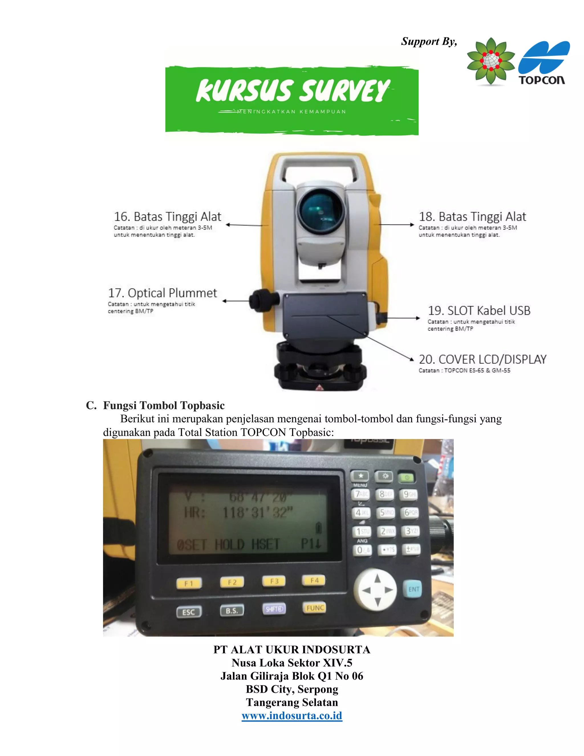 Pengenalan Bagian-Bagian Total Station TOPCON ES dan GM | PDF