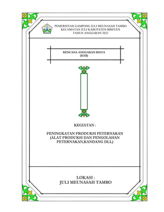 CONTOH COVER RENCANA ANGGARAN BIAYA (RAB) | PDF