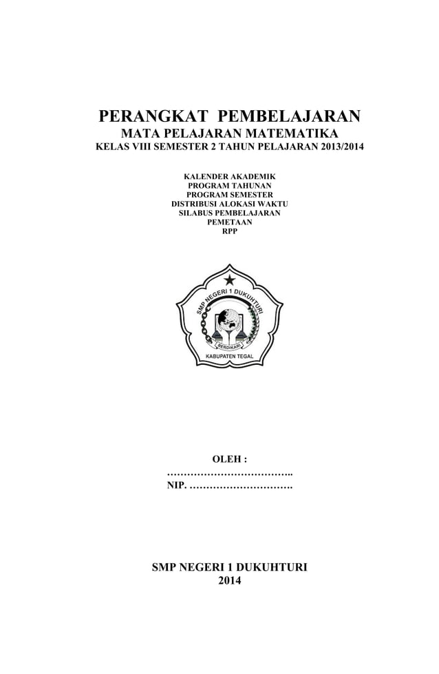 Cover rpp mat 7 8 13 14 genap contoh | PDF