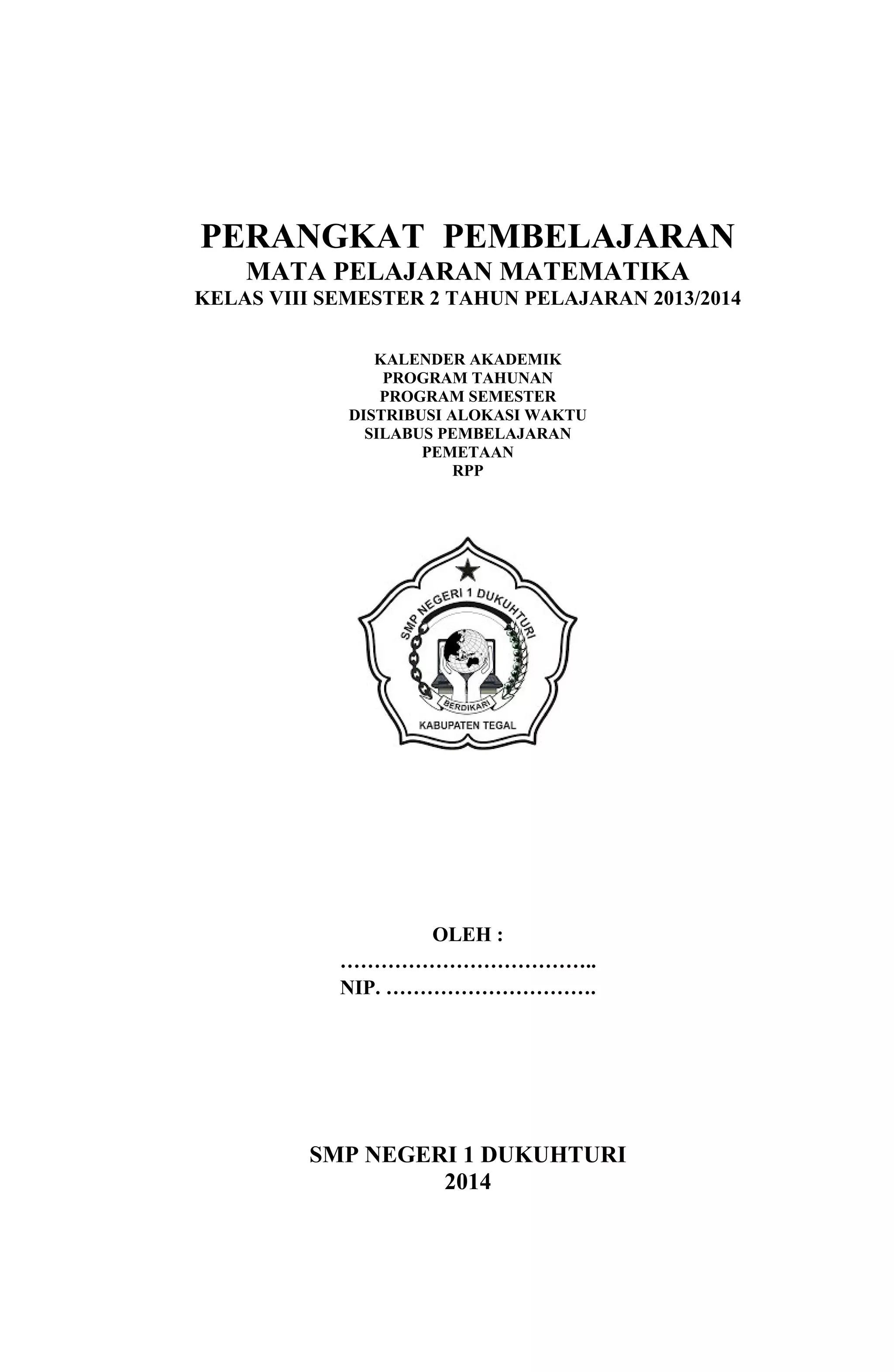Cover rpp mat 7 8 13 14 genap contoh | PDF