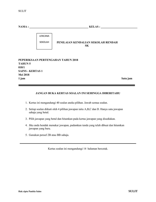 Cover sains t5 k1 ppt 2018 | PDF