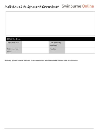 Cover sheet harvard | DOCX