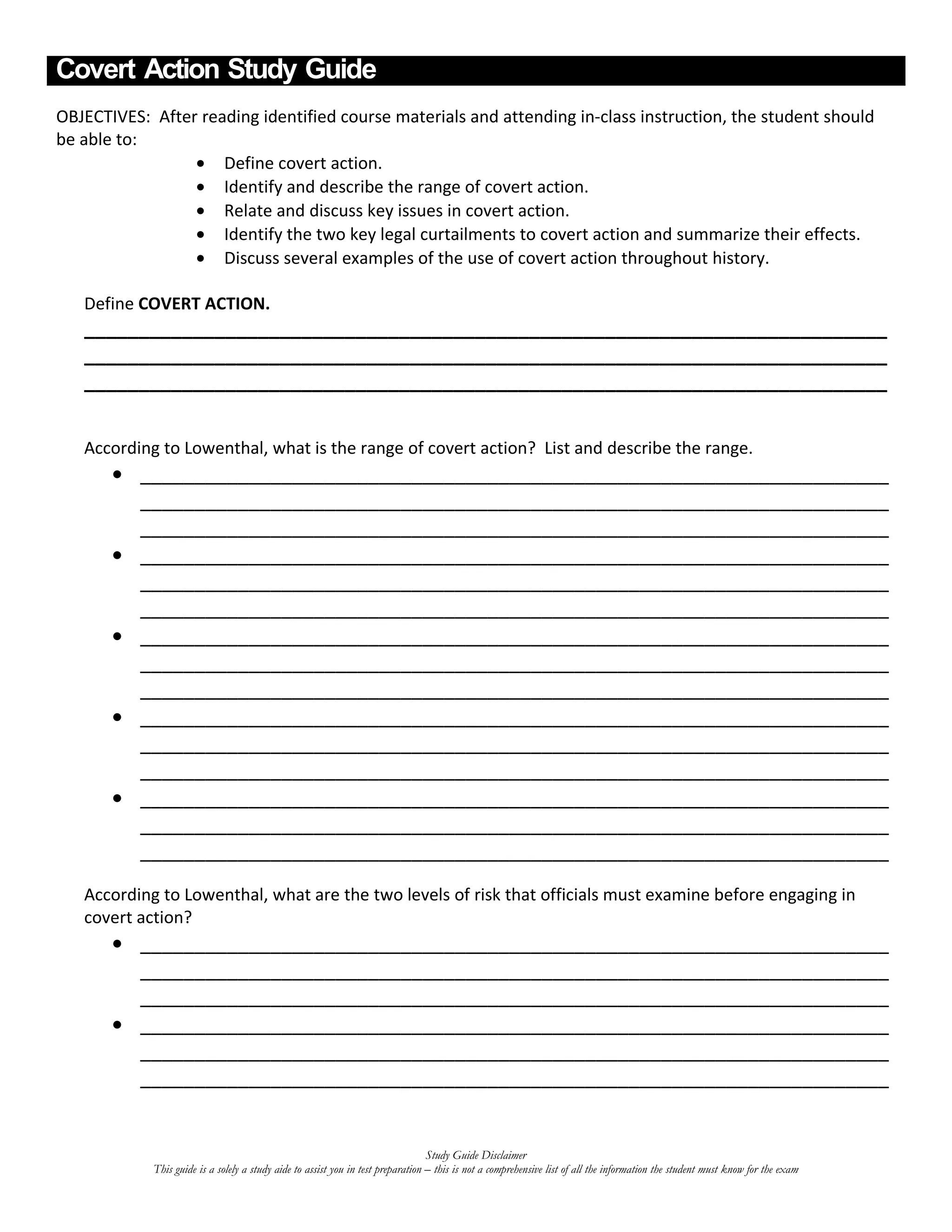 Covert action studyguide | DOC
