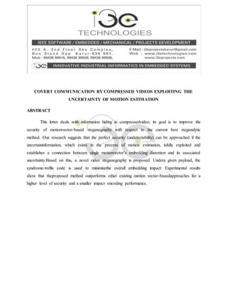 Covert communication by compressed videos exploiting the uncertainty of motion estimation | PDF