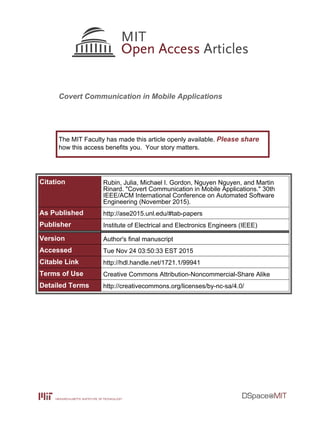 Covert communication in mobile applications | PDF