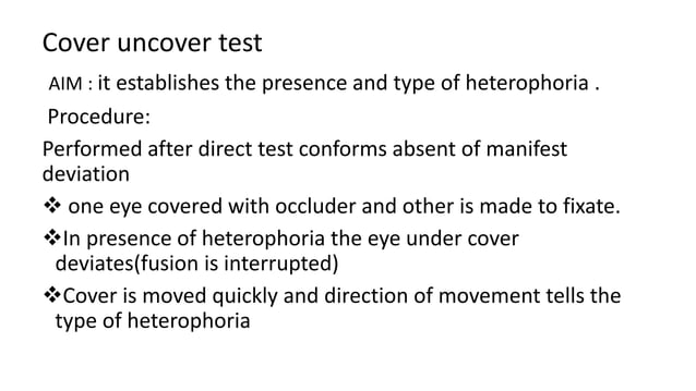 Cover test.pptx | Eye and Vision Conditions | Diseases and Conditions