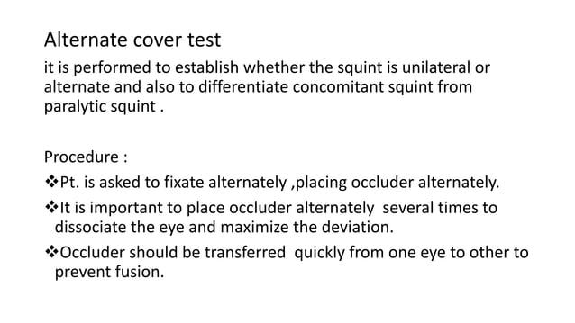 Cover test.pptx | Eye and Vision Conditions | Diseases and Conditions