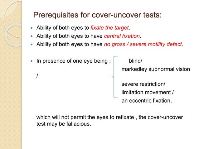 Cover tests | PPTX | Eye and Vision Conditions | Diseases and Conditions