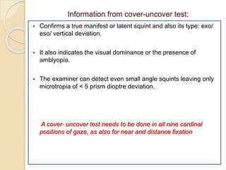 Cover tests | PPTX | Eye and Vision Conditions | Diseases and Conditions