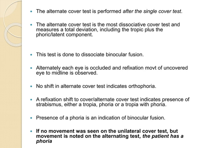 Cover tests | PPTX | Eye and Vision Conditions | Diseases and Conditions